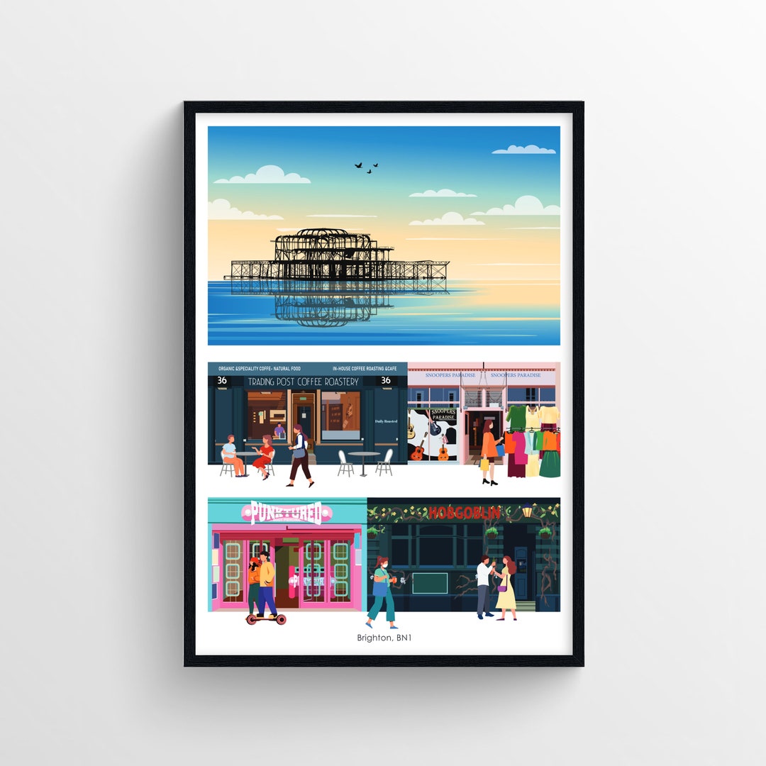 Brighton Spots | Handmade Brighton Print for Housewarming Graduation ...