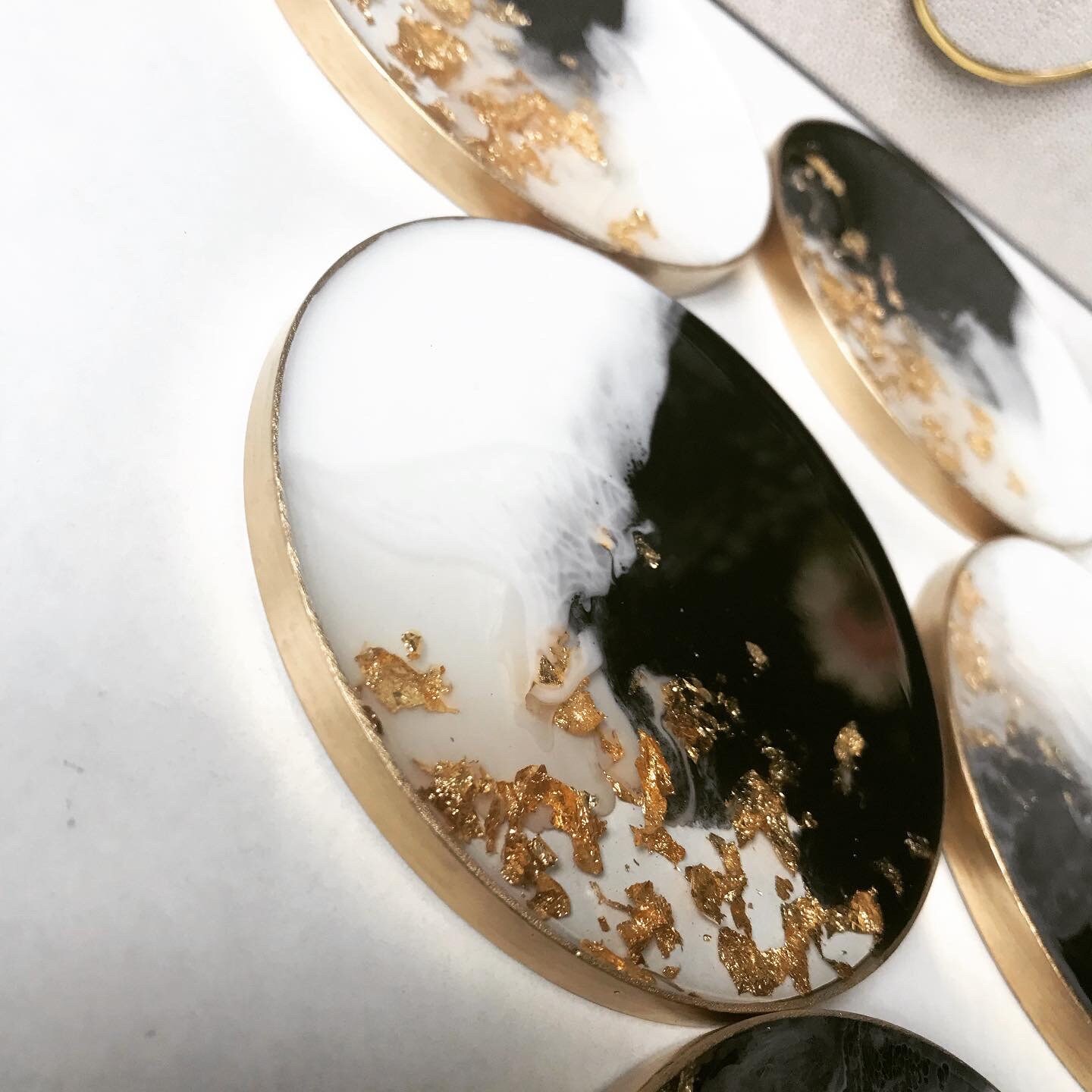 Unique Black and White Coasters With Gold Flakes - Etsy