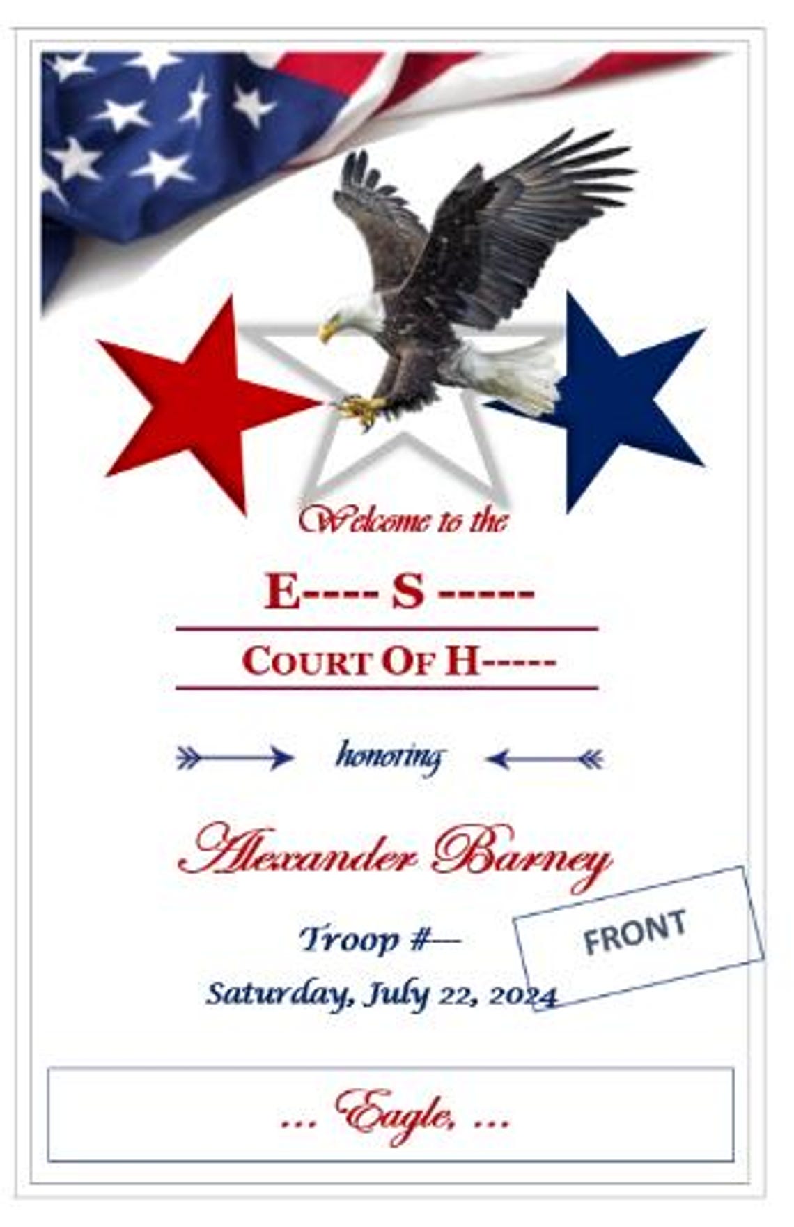 Customized DIGITAL Patriotic Program, Court of Honor Program, - Etsy