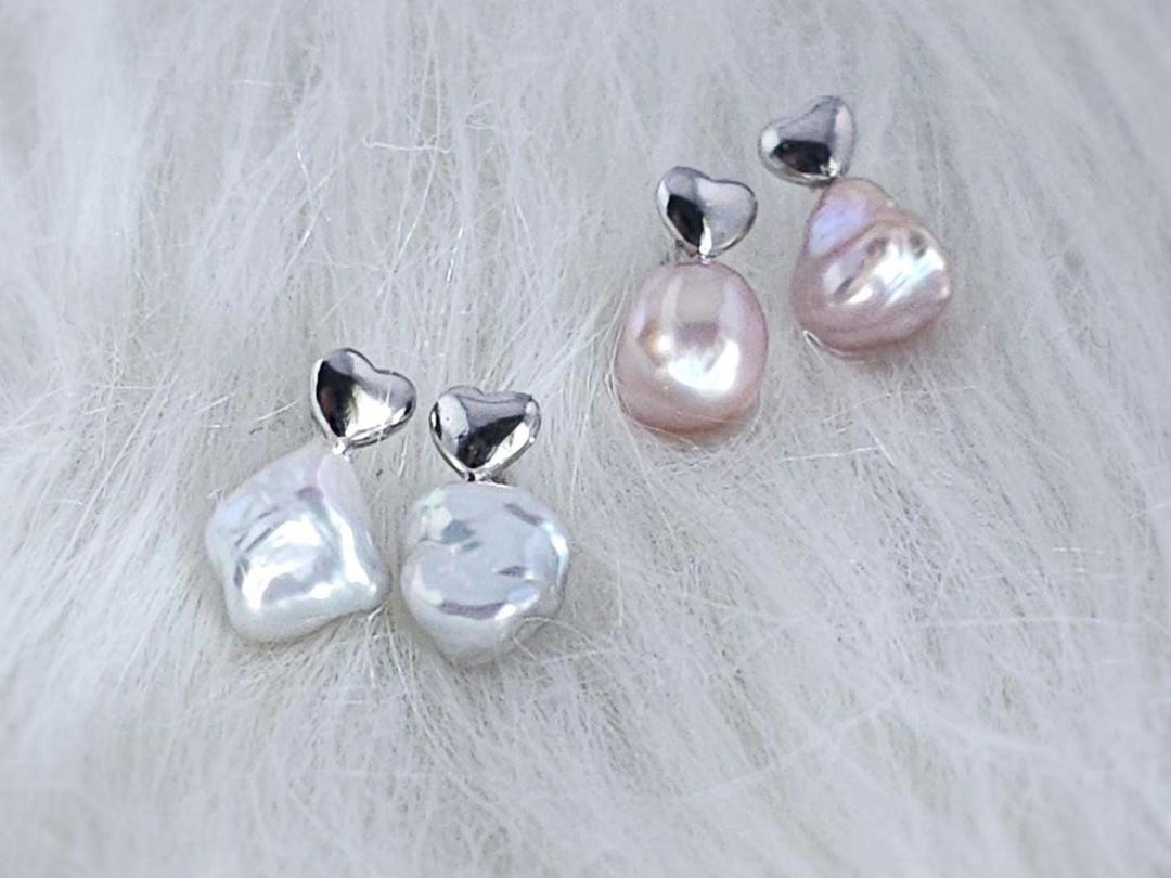 Natural Freshwater Keish Pearl Stud Earrings,natural Babypink,white7 ...