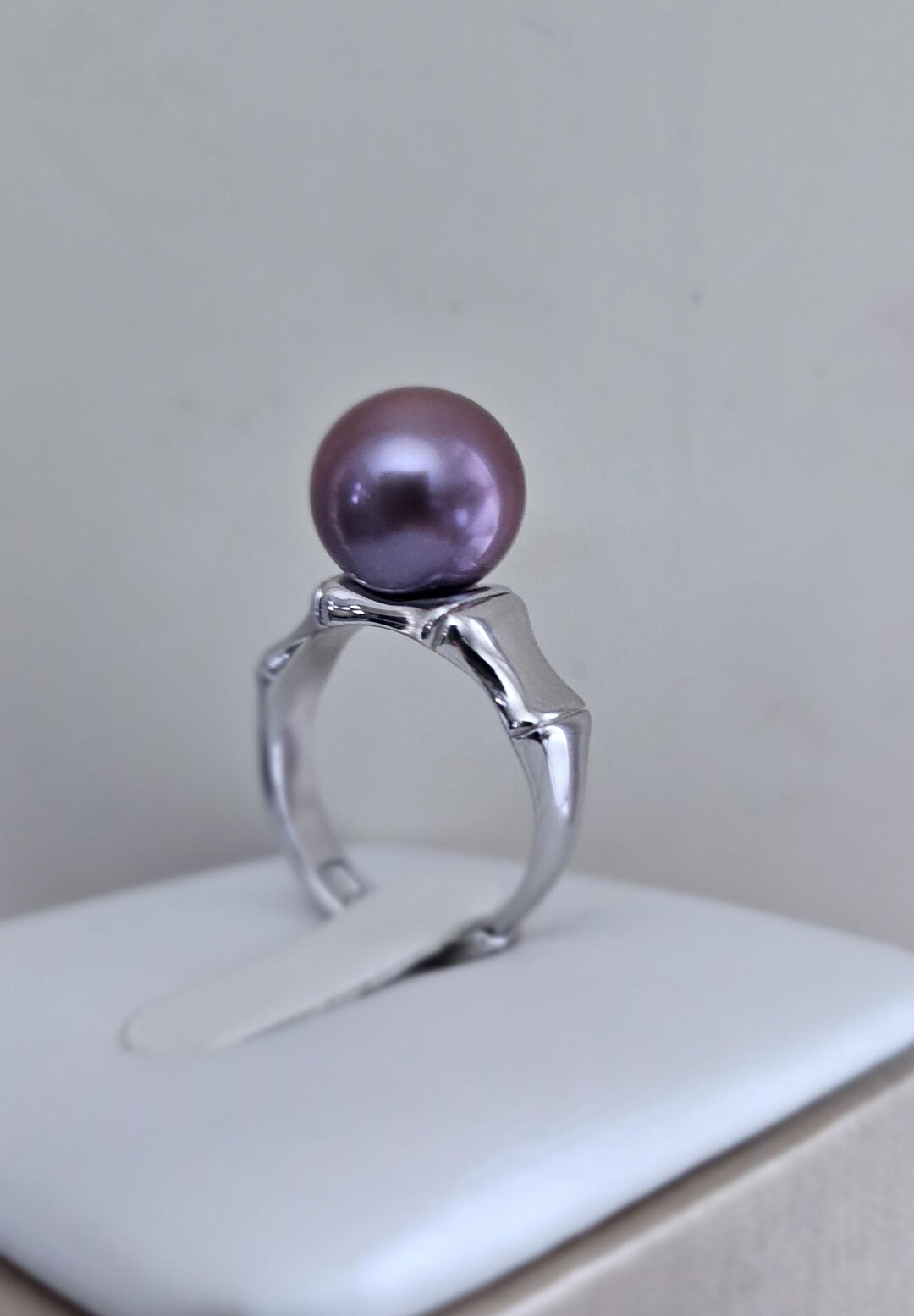 Natural 5A Metallic Edison Pearl Rhodinated S925 Adjustable Ring,12mm ...