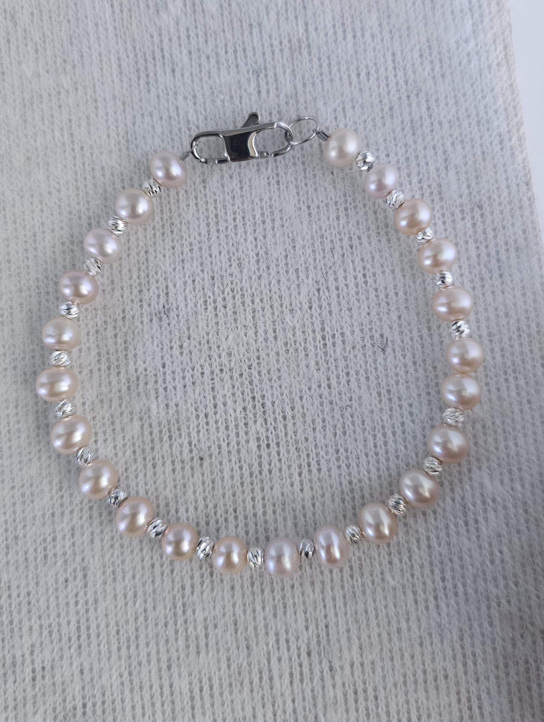 Genuine Sakura Pink Freshwater Pearl Bracelet,5.5-6mm Pearls. 17-23cm ...