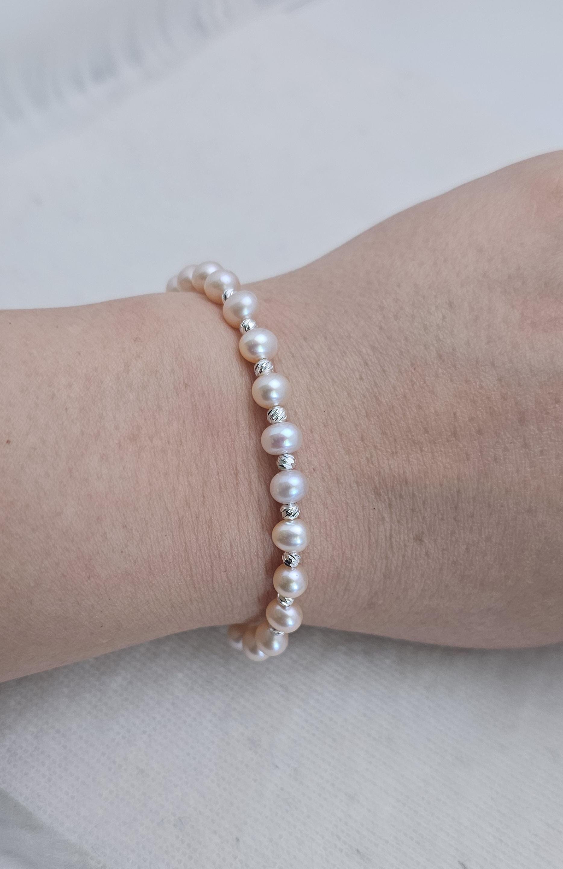 Genuine Sakura Pink Freshwater Pearl Bracelet,5.5-6mm Pearls. 17-23cm ...