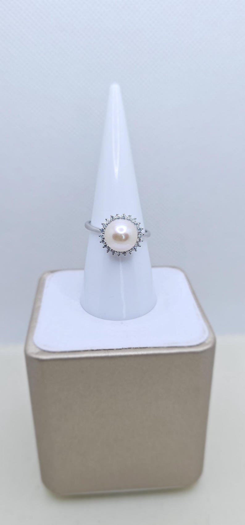 Anillo de perla natural de primera calidad, anillo ajustable rodinado ...