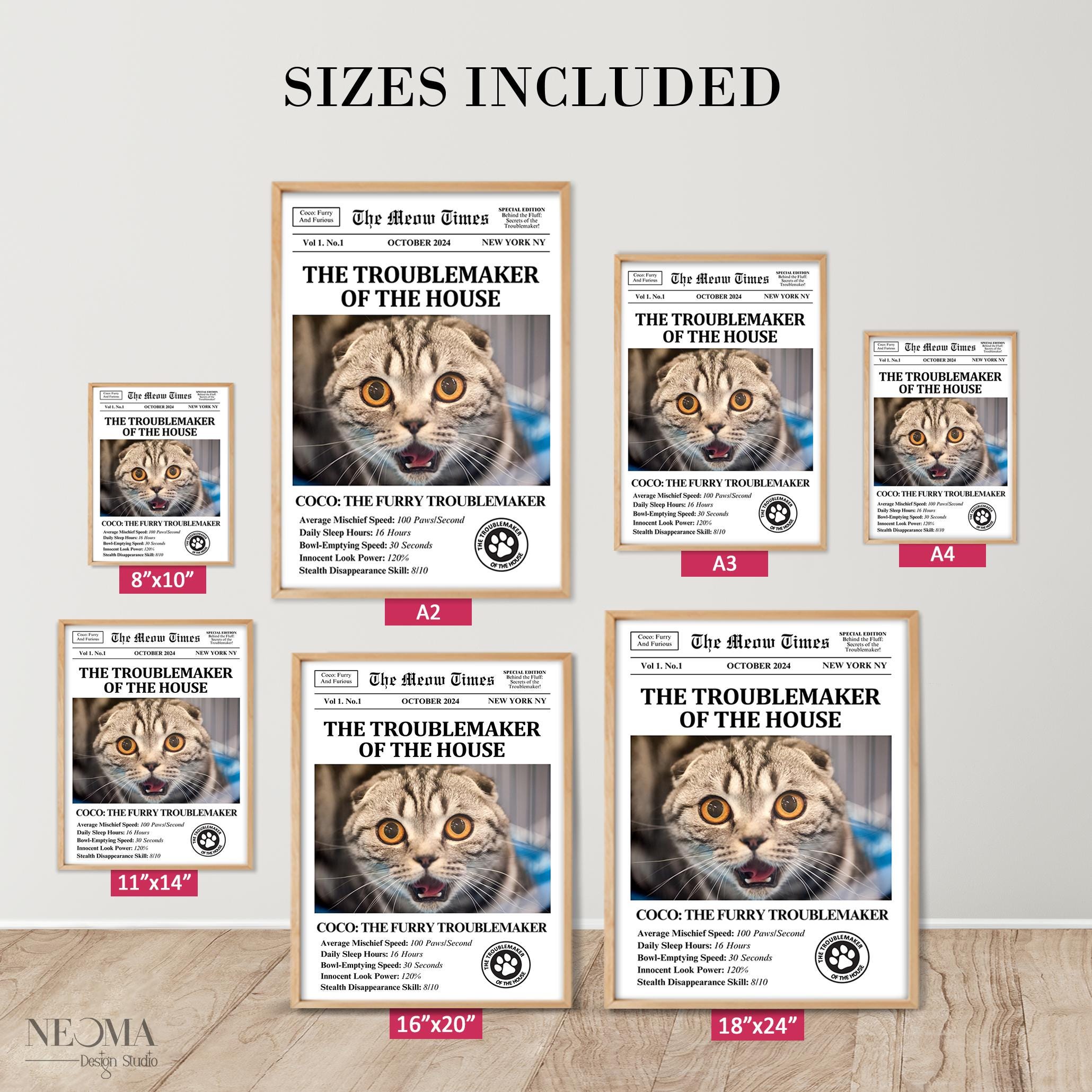 Pet Newspaper Poster, Digital Pet Wall Art, Custom Pet Newspaper ...