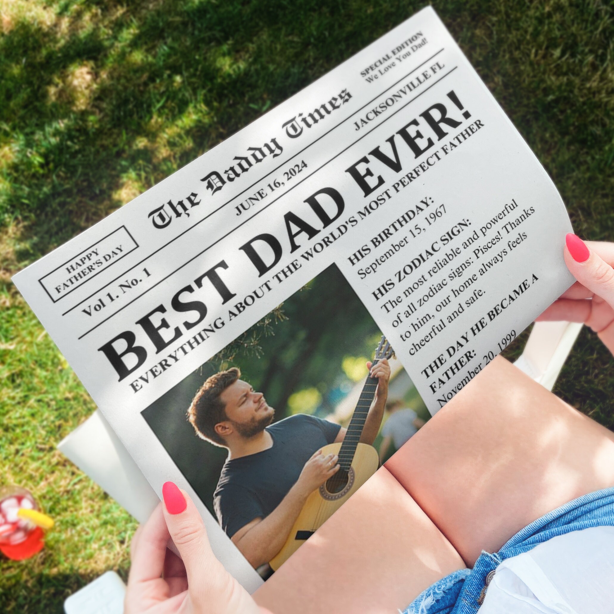 Fathers Day Newspaper Template, Fathers Day Gift Personalized, Fathers ...