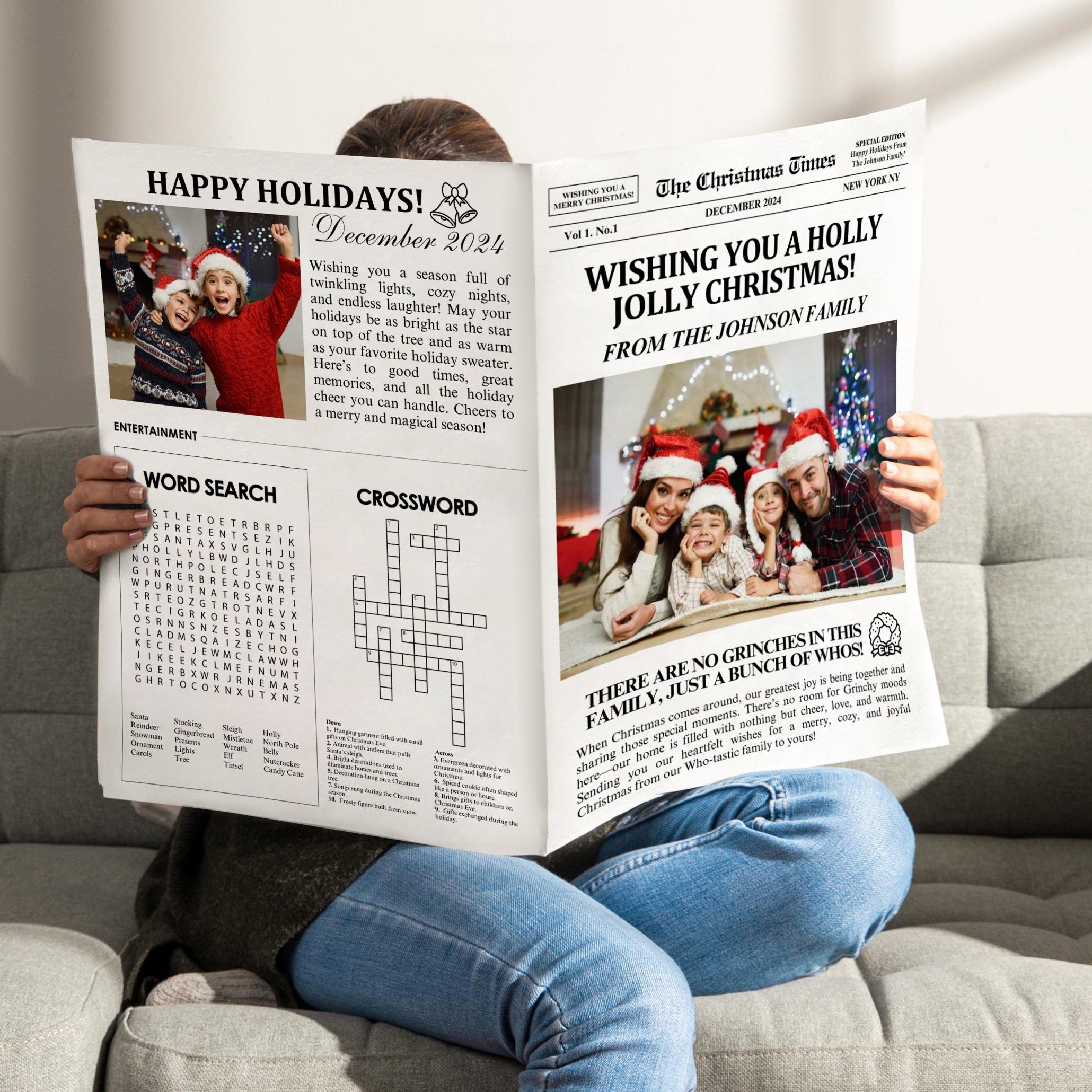 Christmas Newspaper Template, Editable Christmas Card Template ...
