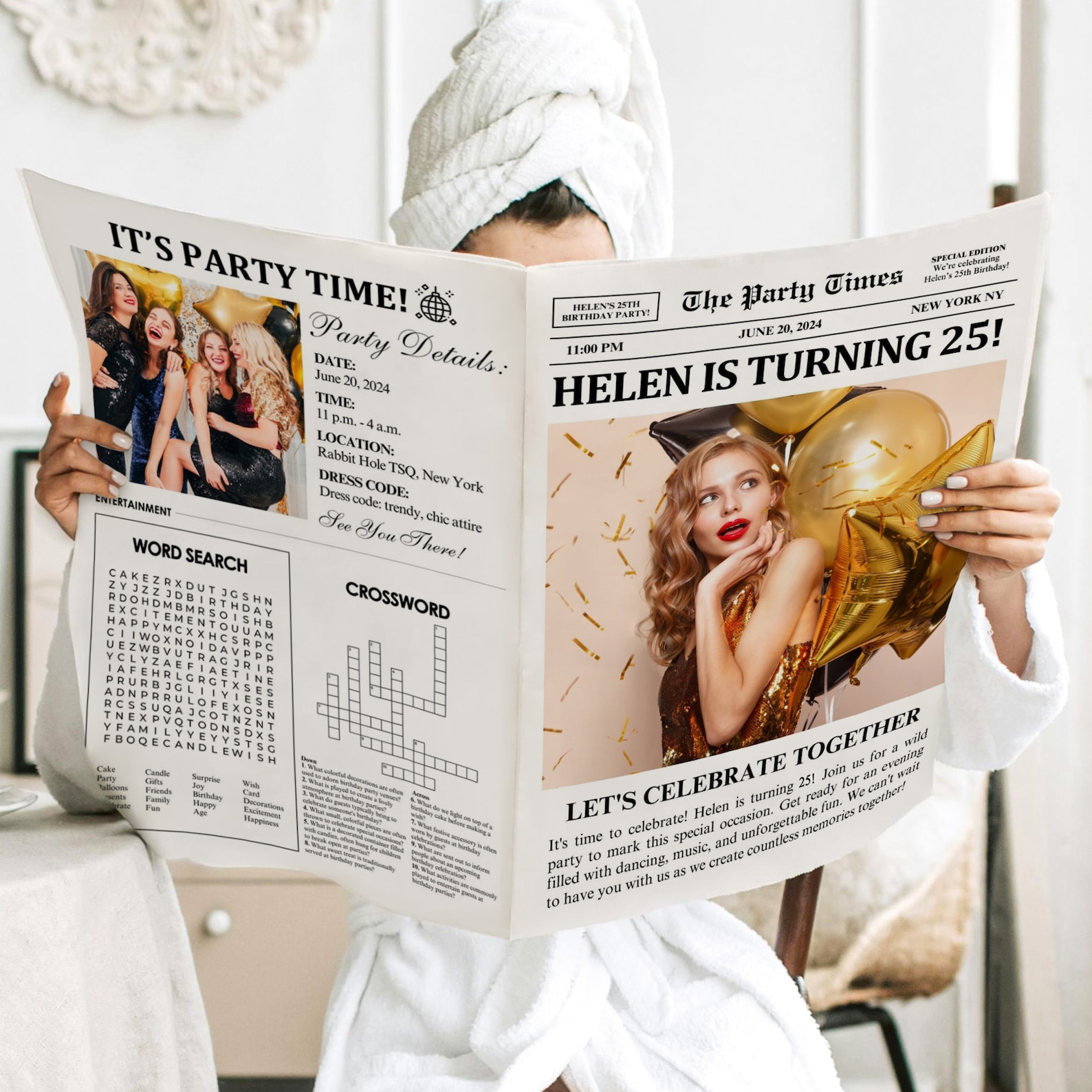 Birthday Newspaper Template, Newspaper for Birthday Invitation ...