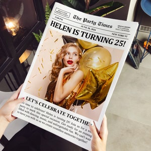 Birthday Newspaper Template, Newspaper for Birthday Invitation ...