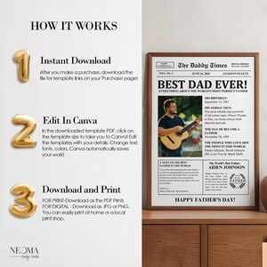 Fathers Day Newspaper Template, Fathers Day Gift Personalized, Fathers ...
