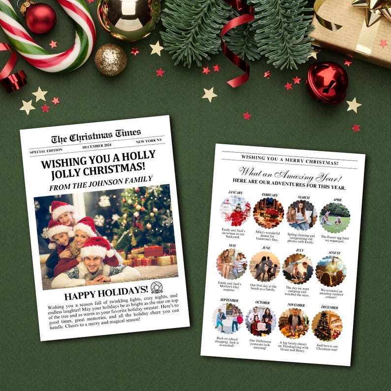 Custom Christmas Newspaper Card, Printable Christmas Newspaper, Year in ...