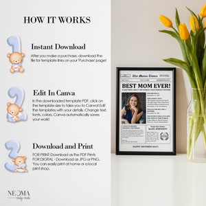 Mothers Day Newspaper Template, Mothers Day Gift Personalized, Mothers ...