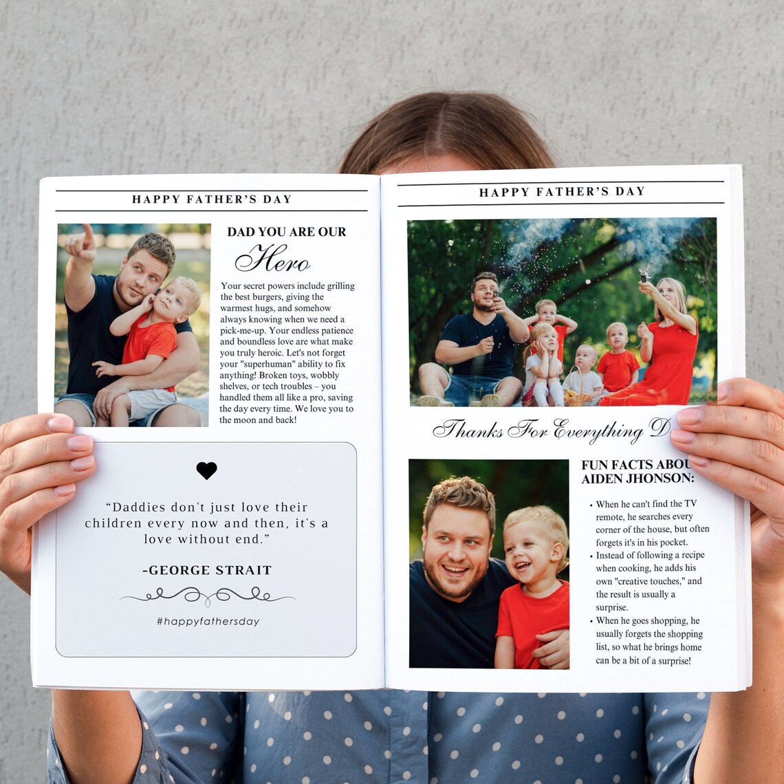 Fathers Day Newspaper Template, Fathers Day Gift Personalized, Fathers ...