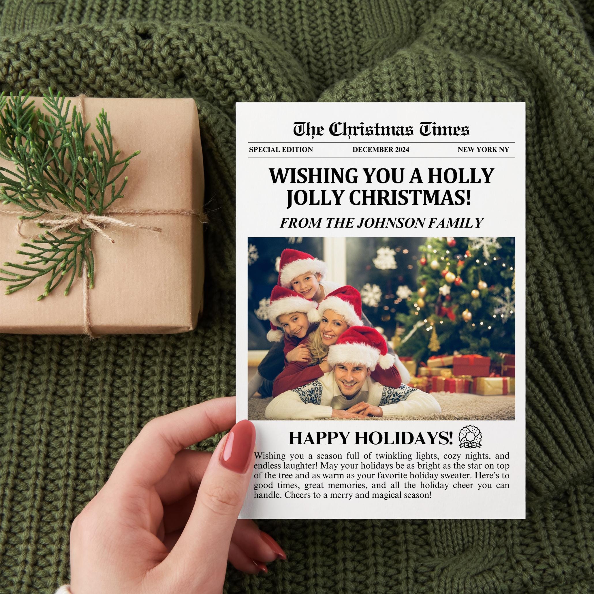 Custom Christmas Newspaper Card, Printable Christmas Newspaper, Year in ...