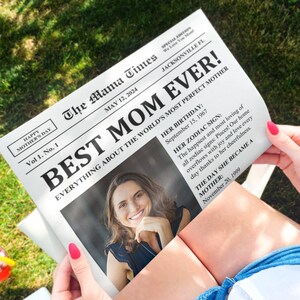 Mothers Day Newspaper Template, Mothers Day Gift Personalized, Mothers ...