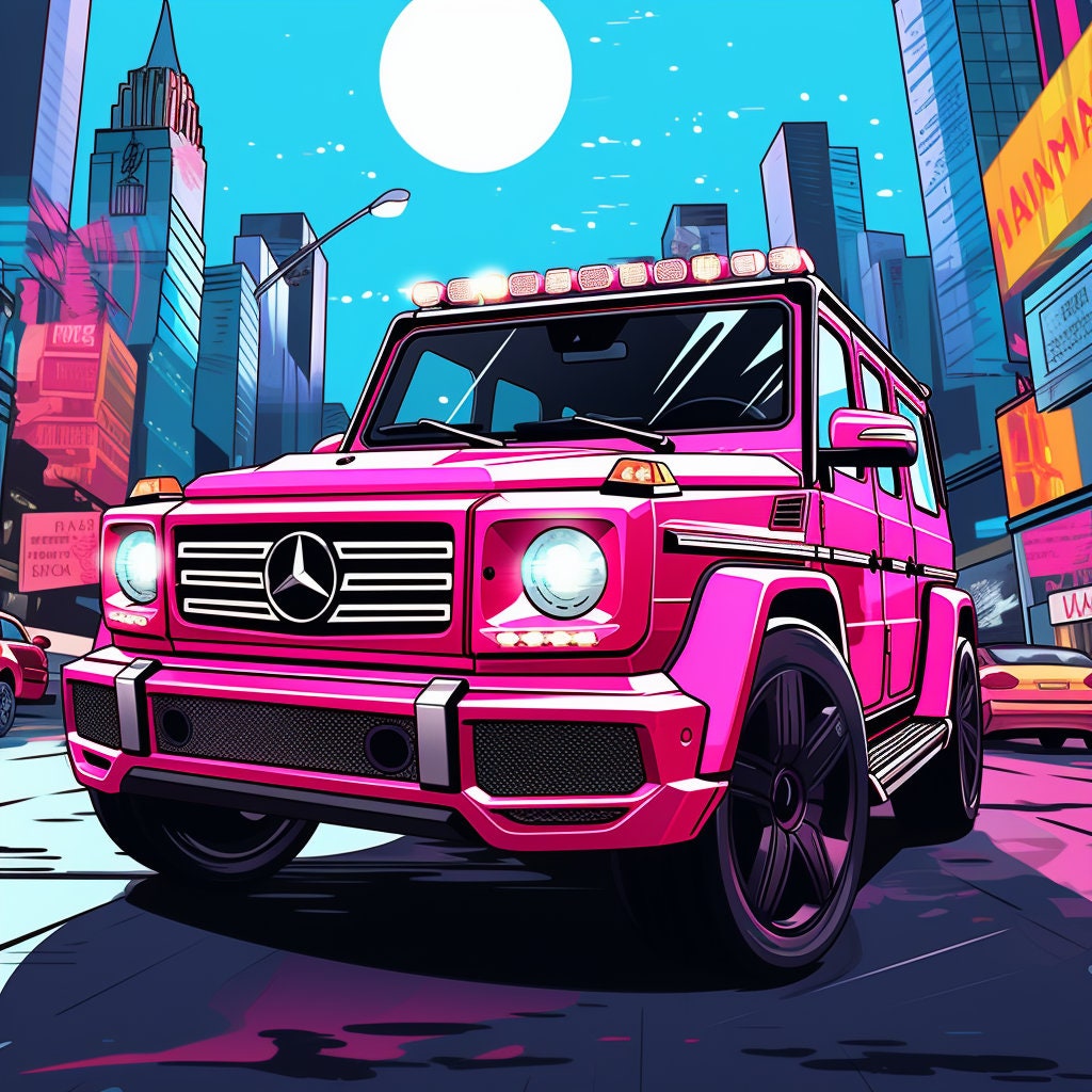Pink Gwagon/ Set of 4/ai Generated Art/ Printable Art/ Digital Art/ Ai ...