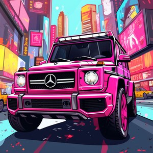 Pink Gwagon/ Set of 4/ai Generated Art/ Printable Art/ Digital Art/ Ai ...