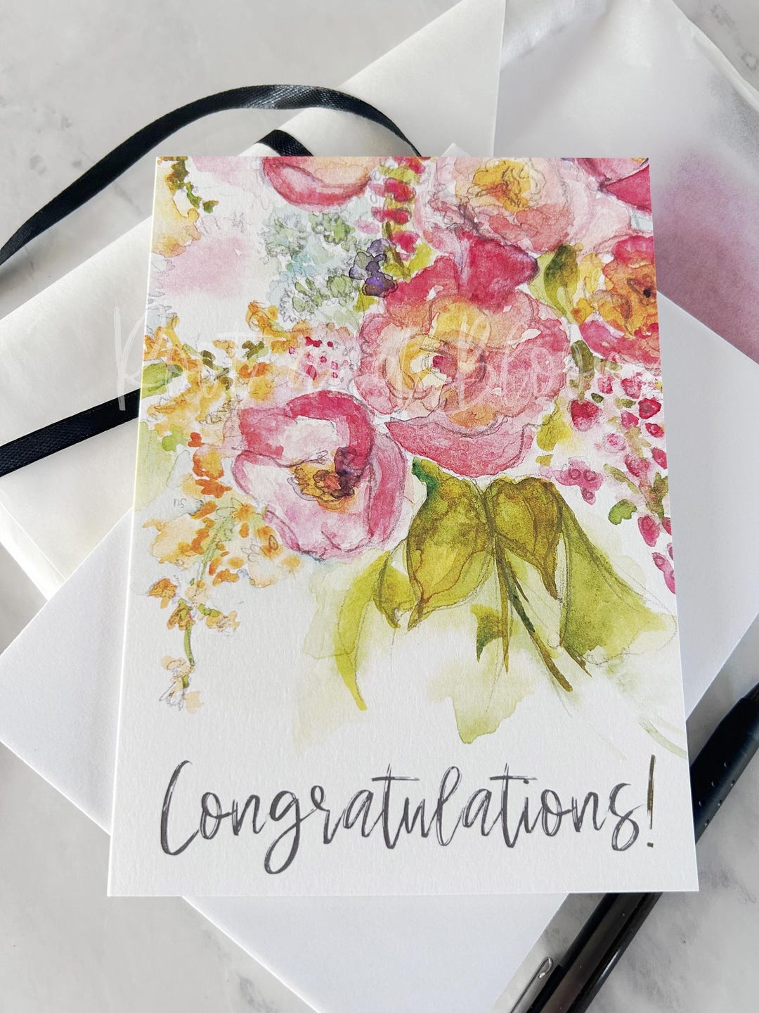 Congratulations Card / Watercolor Greeting Card / Blank Watercolor Card ...