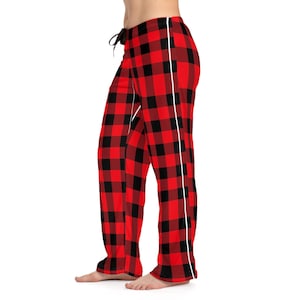Plaid Christmas Pajama Pants, Red and Black Flannel Women's Sleepwear ...