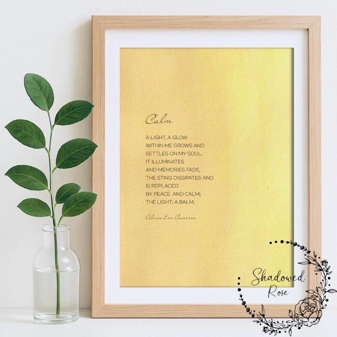 DIGITAL FILE - ‘calm’ - Poetry Art Home Decoration Printable Poster ...
