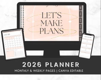 2026 Canva Editable Planner With PLR & MRR | Monthly + Weekly Printable ...