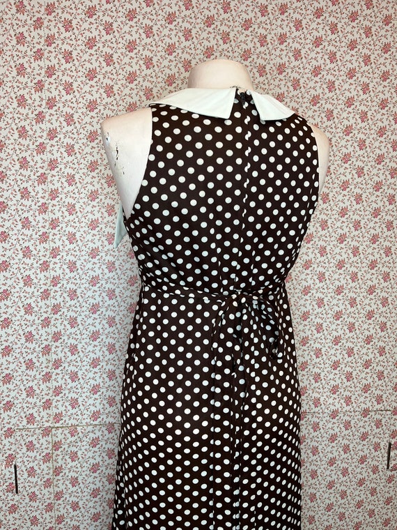 Vintage 1970s 'Kelly Arden' Polka Dot Maxi Collar Dre… - Gem