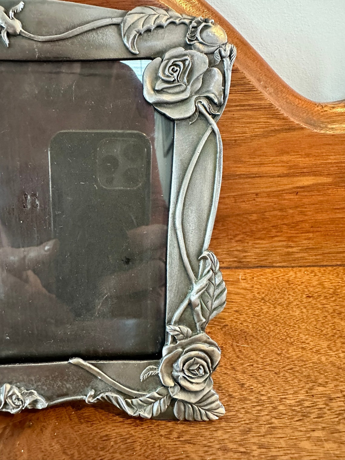Vintage Climbing Rose Pewter Picture Frame - Etsy