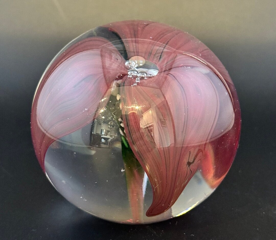 Vintage Jeff Buttler Purple Floral Paperweight - Etsy