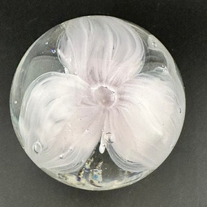 Vintage Jeff Buttler Handblown White Floral Paperweight - Etsy
