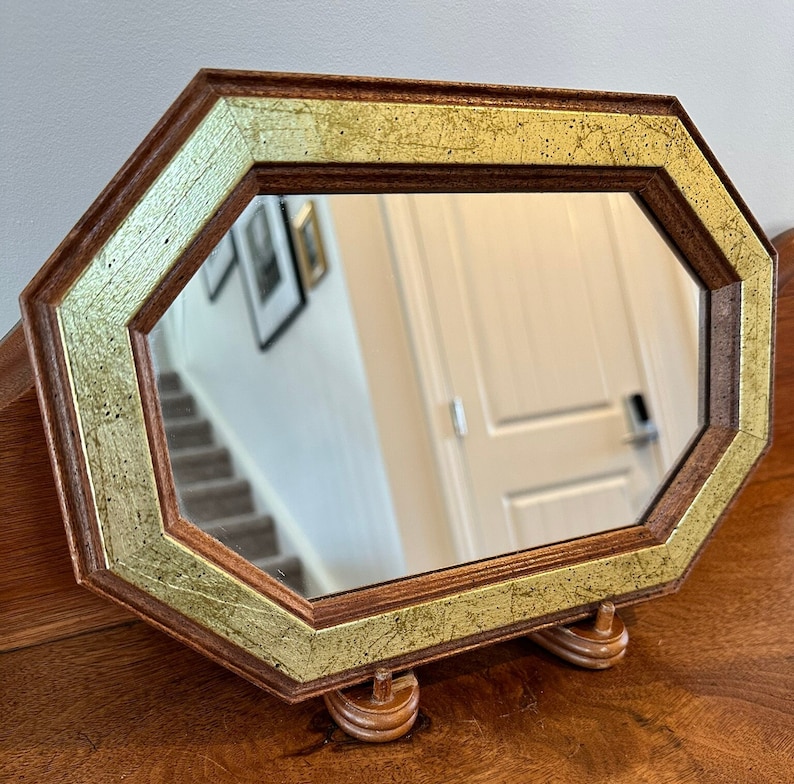 Vintage Homeco Brown and Gold Trimmed Wall Mirror - Etsy