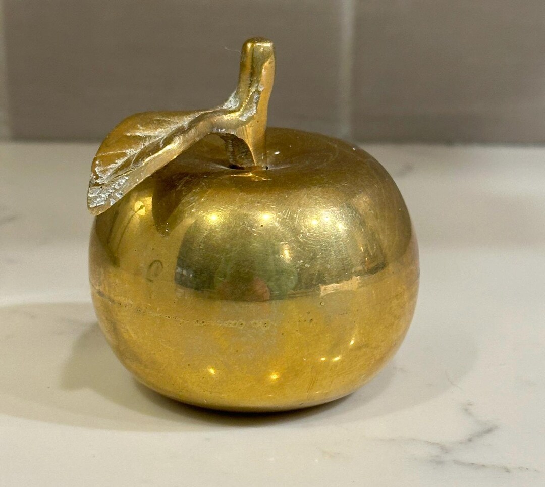 Vintage Brass Apple Shelf Decor - Etsy