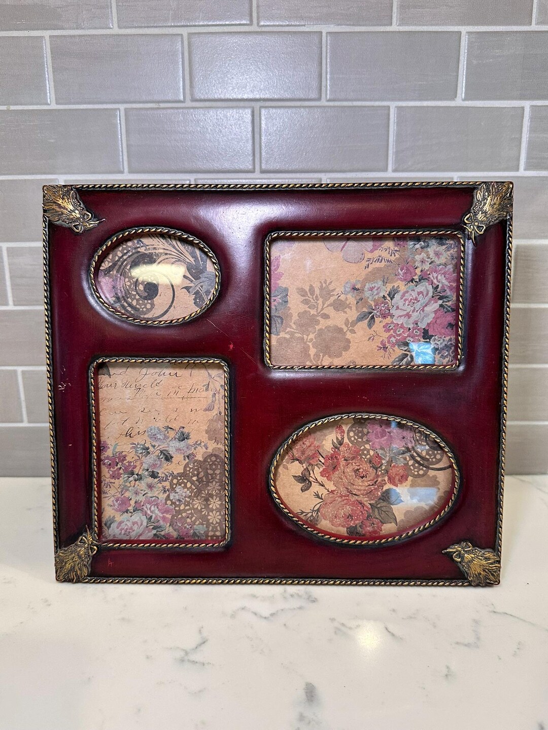 Vintage Weston Gallery Redwood and Gold Accent Resin Collage Picture ...