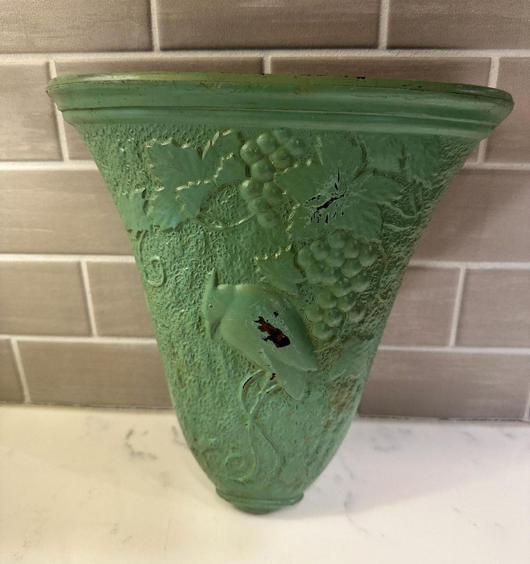Vintage Glass Wall Pocket Vase - Etsy