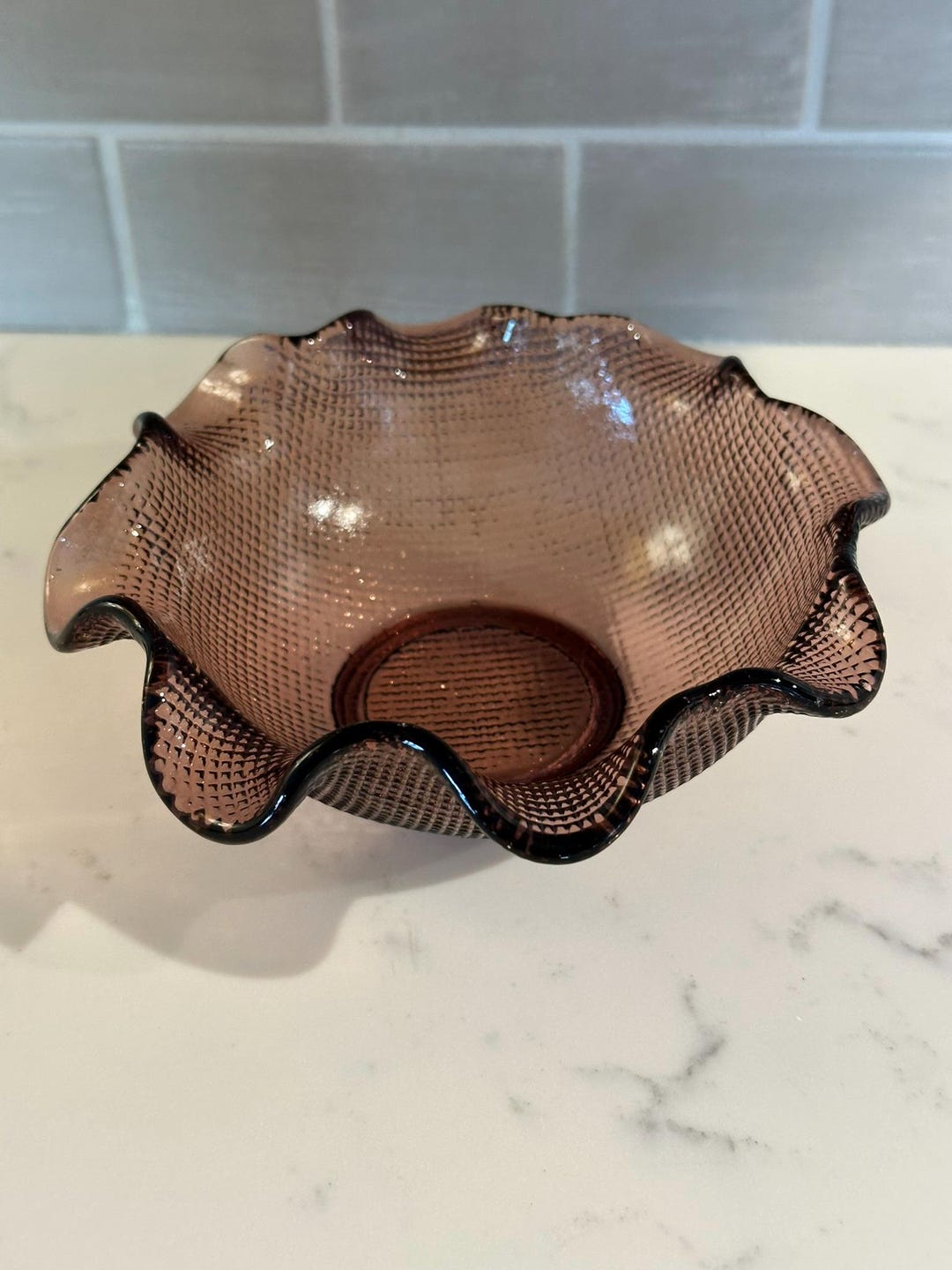 Vintage Amethyst Colony Glass Fluted Edge Waffle Bowl - Etsy
