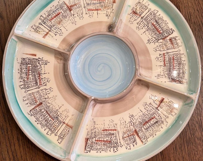 Vintage Italian Hand Painted Ceramic Divided Appetizer Tray by Antica ...