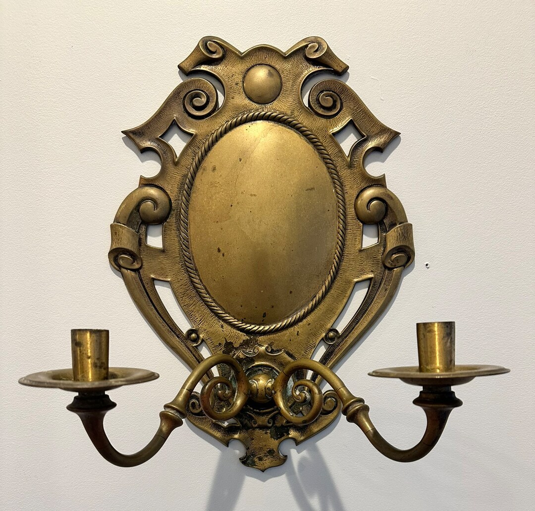 Antique Brass Federal Style Double Arm Candle Sconce - Etsy