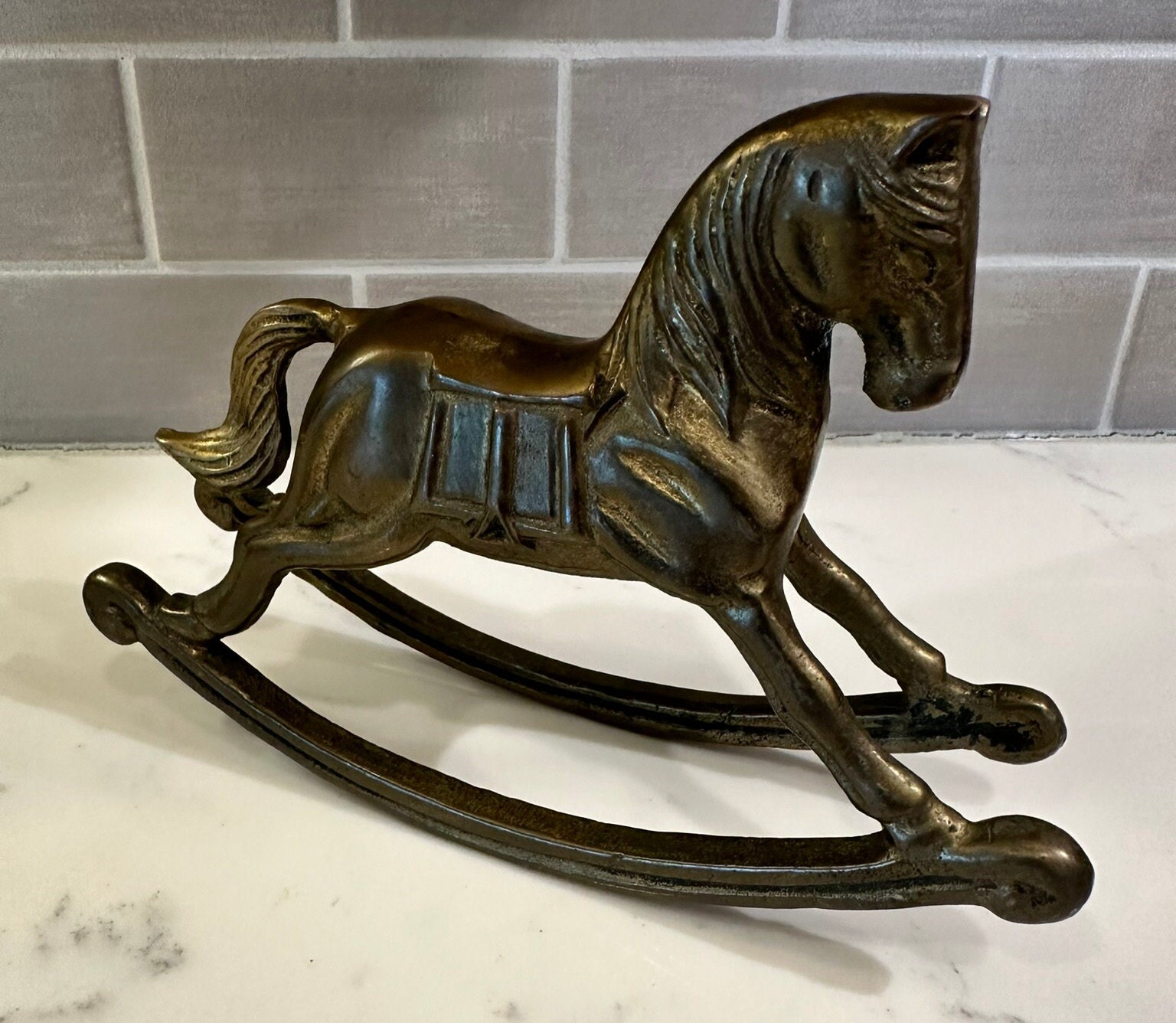 Vintage Enesco Solid Brass Rocking Horse - Etsy