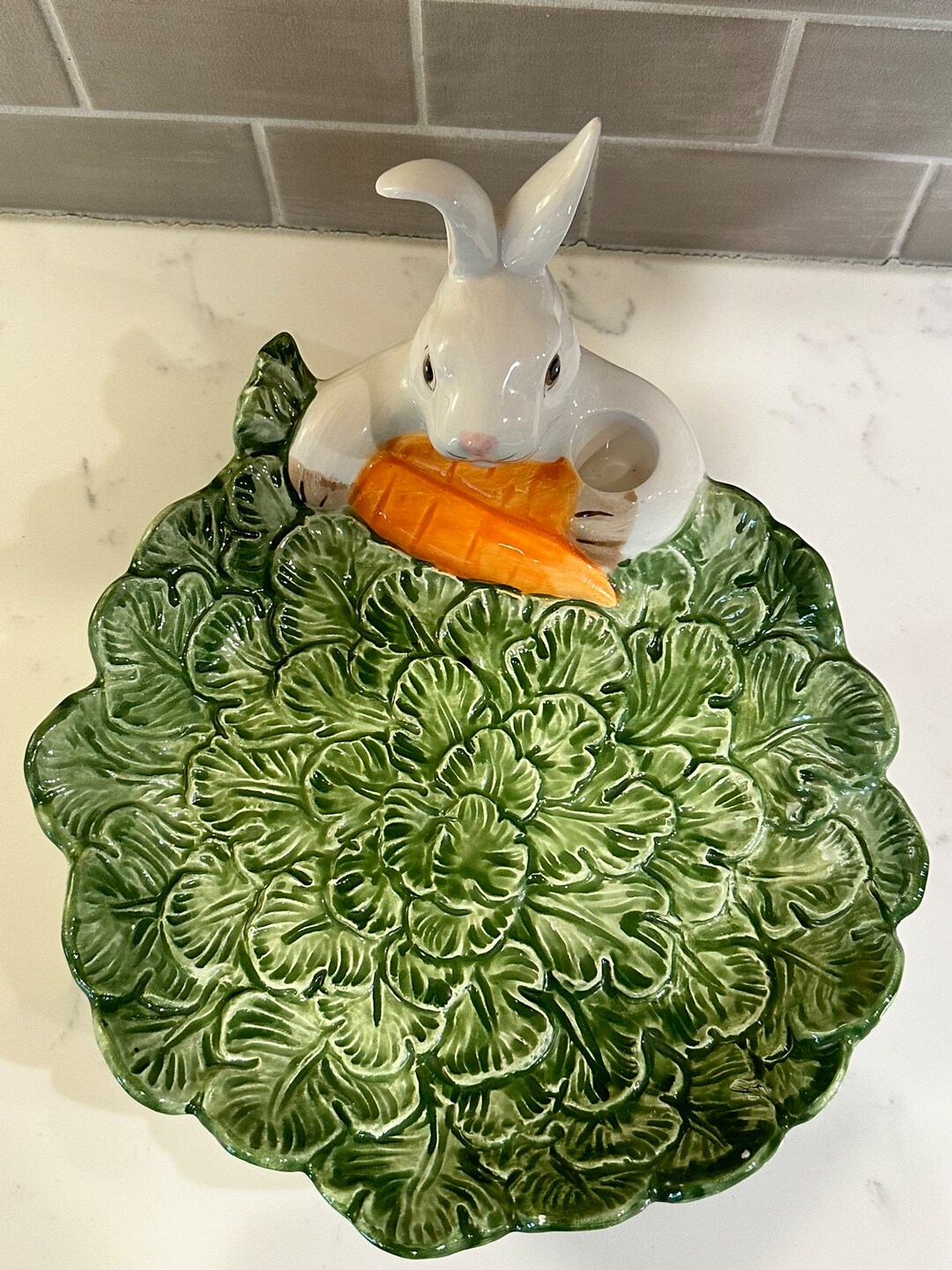 Vintage 1987 Fritz & Floyd Rabbit and Lettuce Leaf Decorative Easter ...