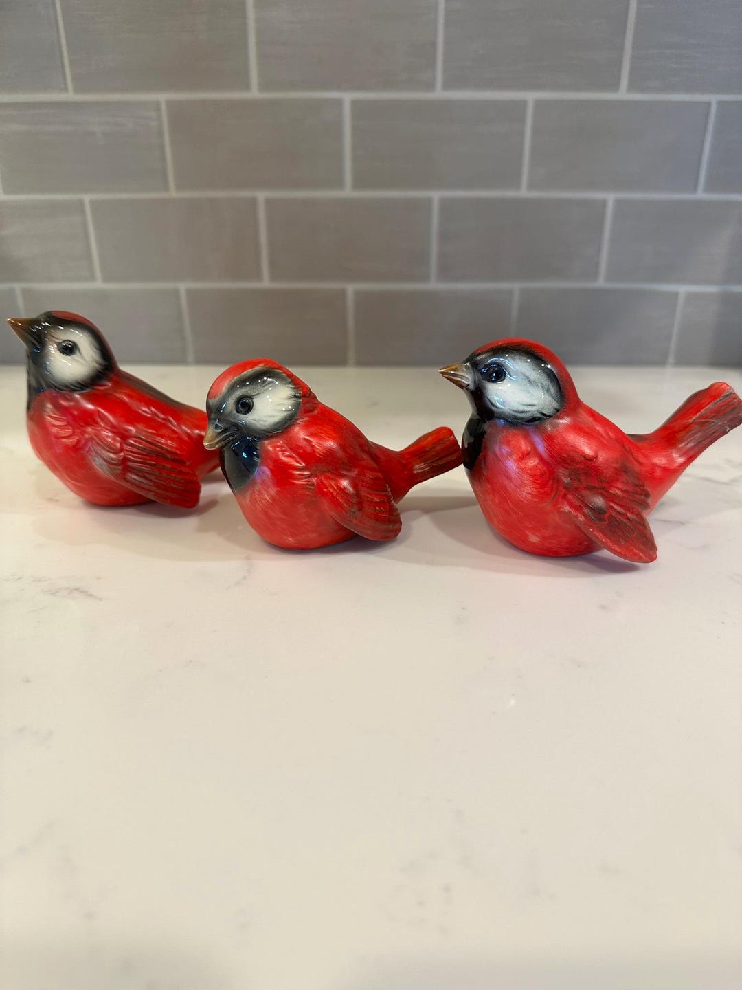 Vintage Set of Three Goebel Red Cardinal Figurines - Etsy