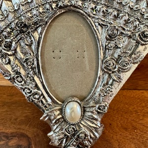 Vintage Silvestri Fan Shaped Antiqued Silver Floral Picture Frame With ...