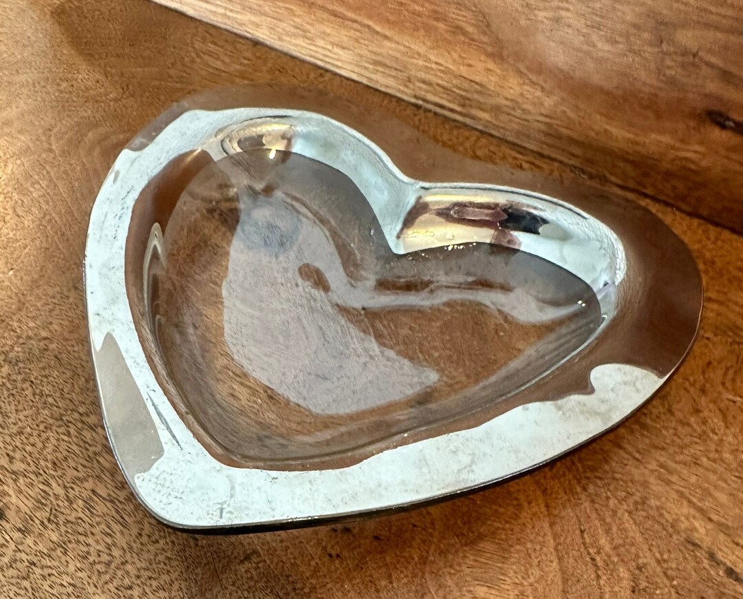 Annieglass Medium Heart Shaped Bowl With Platinum Trim - Etsy