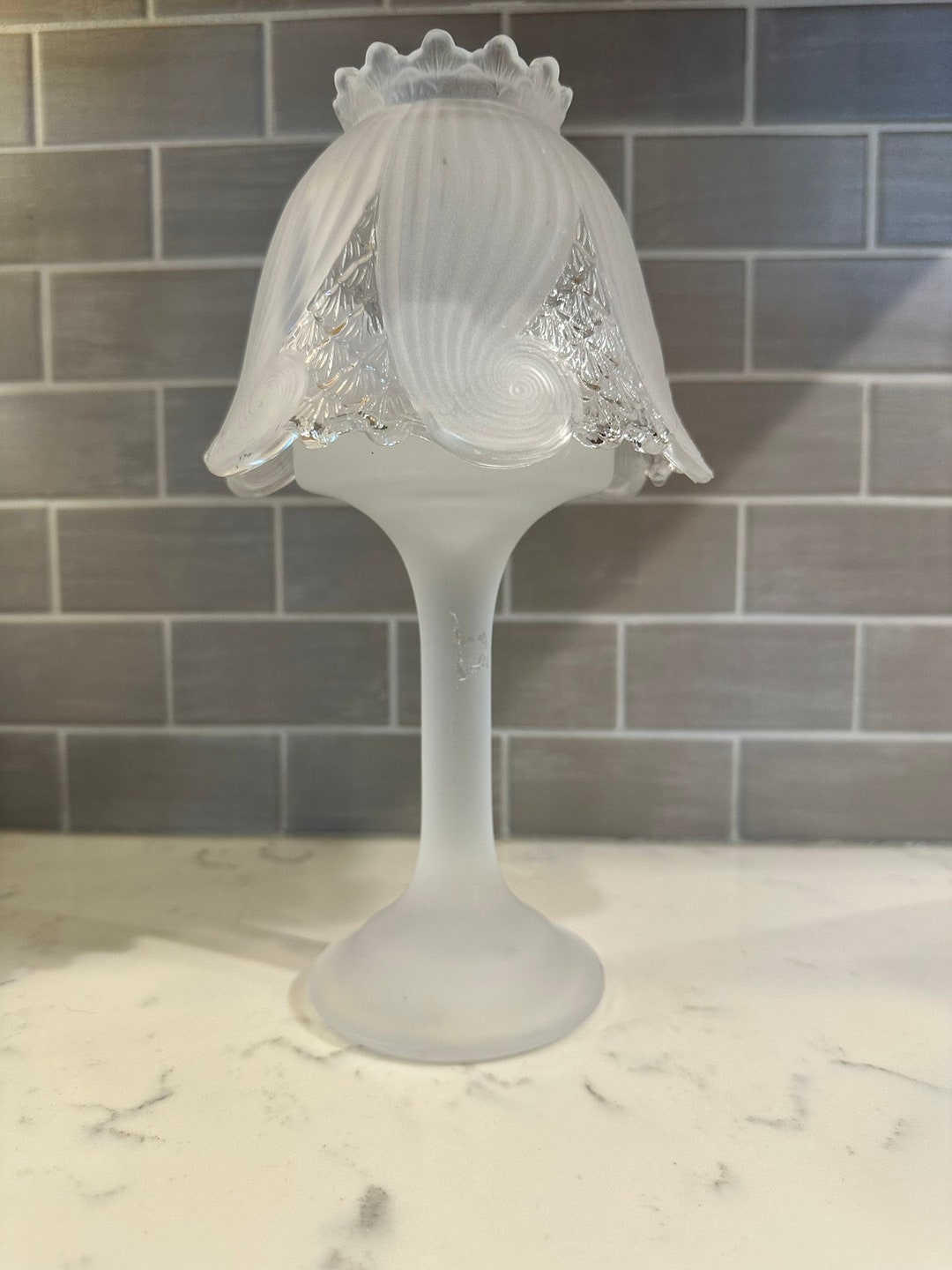 Vintage Partylite Satin and Clear Pedestal Fairy Lamp - Etsy