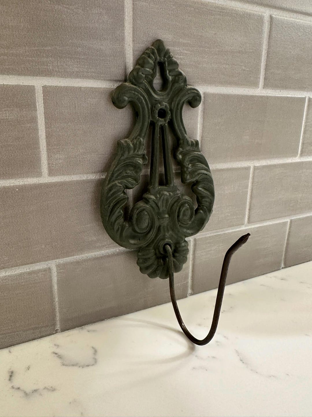 Antique Green Iron Wall Mount Hook - Etsy