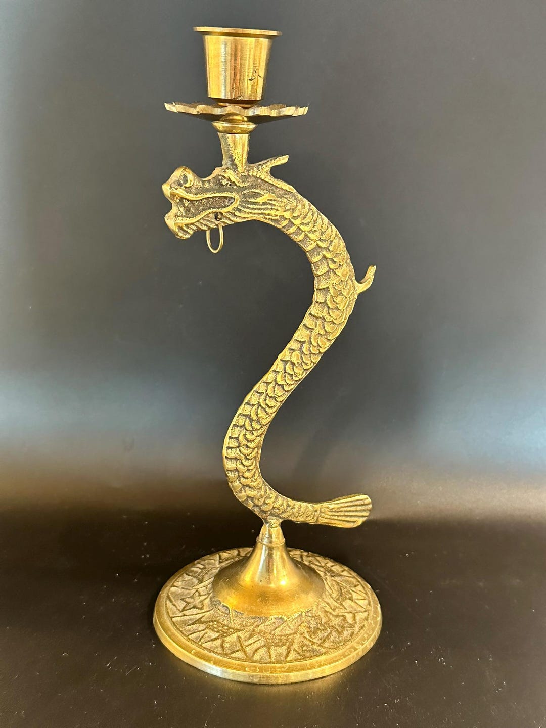 Vintage Brass Dragon Candlestick Holder - Etsy