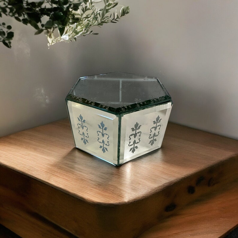 Vintage Beveled Edged Mirrored Trinket Box - Etsy