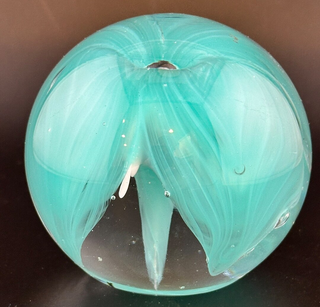 Vintage Jeff Buttler Turquoise Floral Paperweight - Etsy