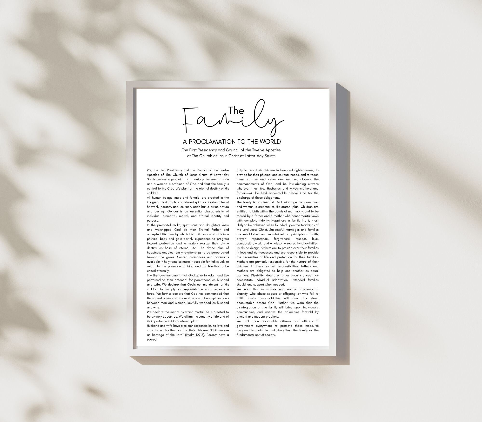 LDS Family Proclamation | the Living Christ | the Restoration ...