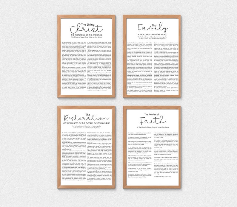 LDS Family Proclamation | the Living Christ | the Restoration | Articles of Faith | Printable ...