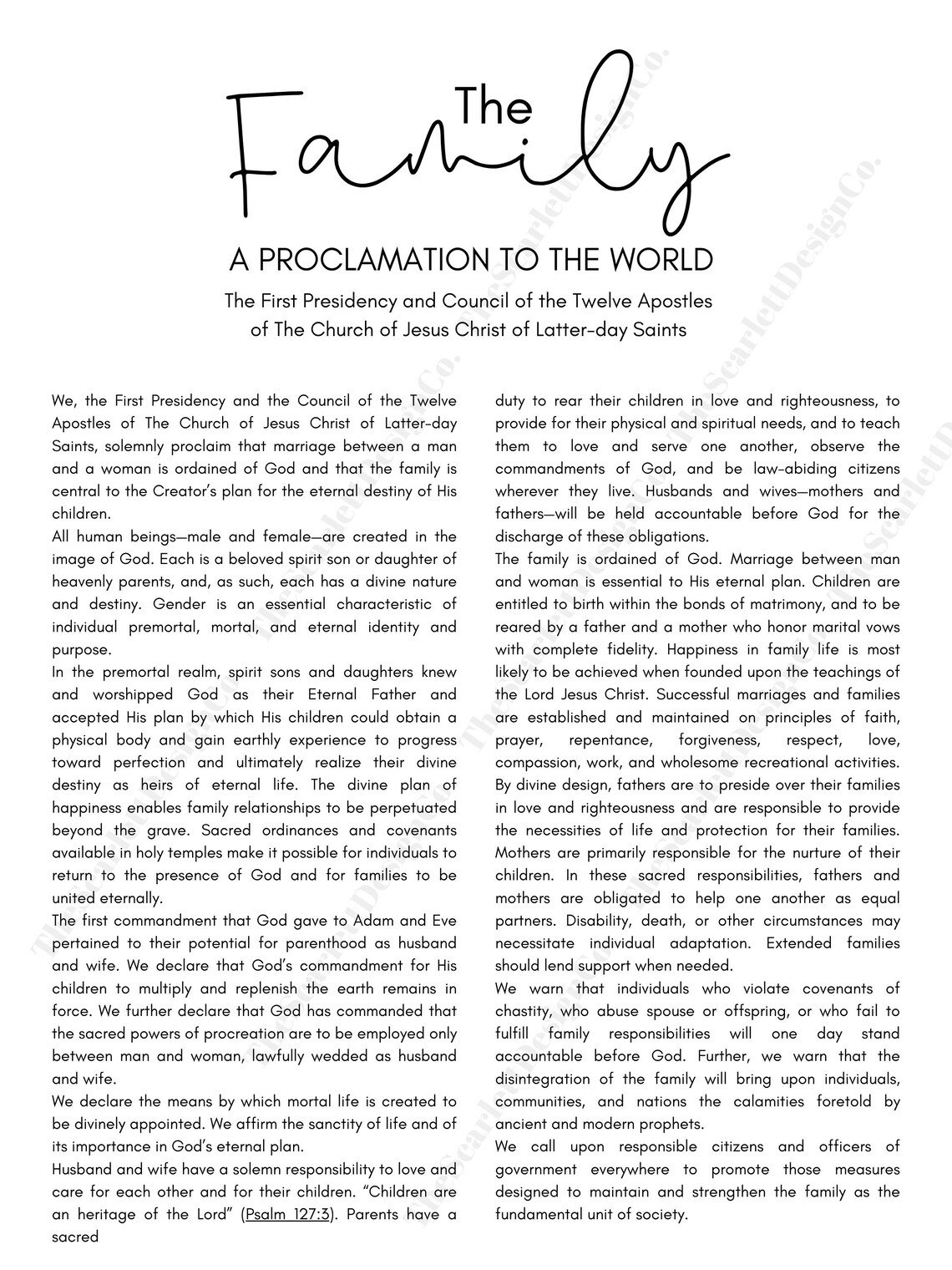 LDS Family Proclamation | the Living Christ | the Restoration ...