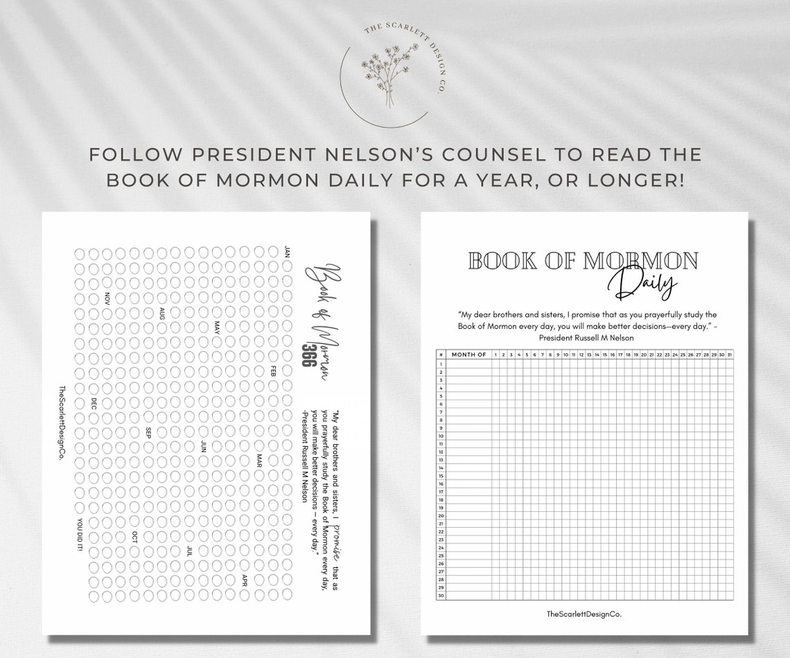 Book of Mormon Reading Charts | Printable Scripture Study Helps ...